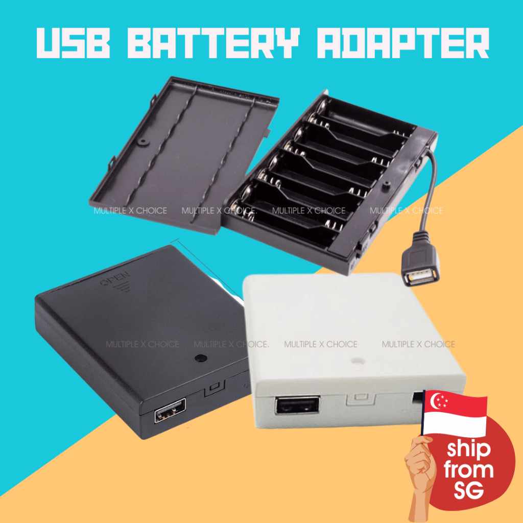 (SG SELLER) USB Battery Box Adapter Converter 5V AA Batteries Power for ...