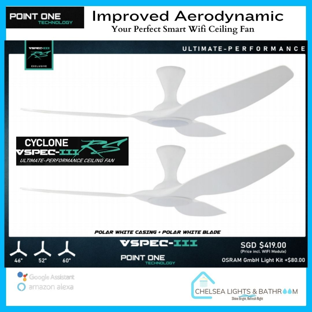 PO ECO FAN CYCLONE VSPEC-III RS SMART WIFI Ceiling FAN EC Motor 46/52 ...
