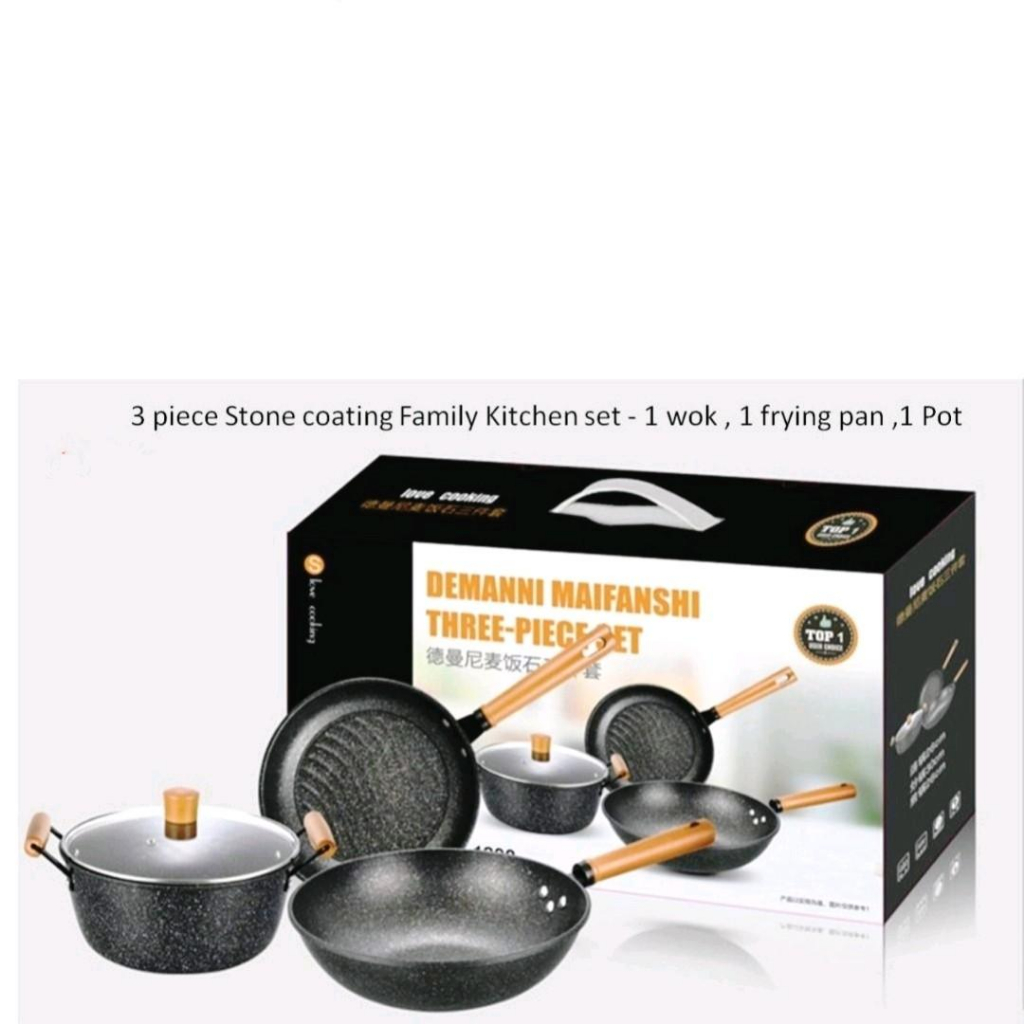 3-piece Stone-Coating Cookware Set | Shopee Singapore