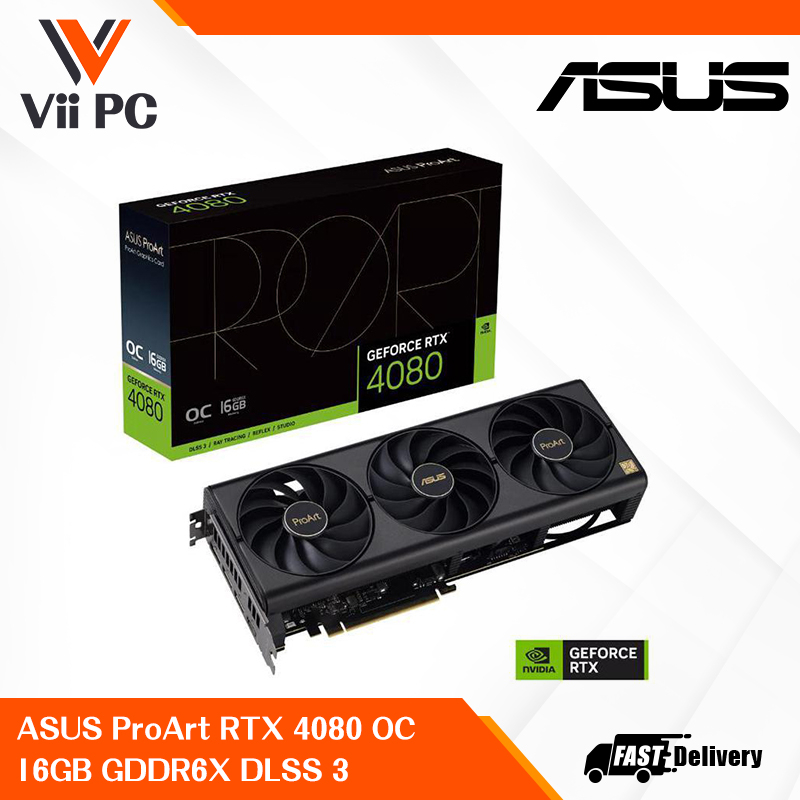 ASUS ProArt GeForce RTX 4080 RTX4080 16GB OC Edition GDDR6X Graphics Card DLSS 3, HDMI 2.1a ...