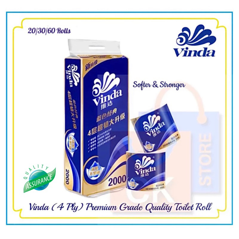 Vinda (4 Ply) 100% Virgin Pulp Premium Quality Extra Soft (200g) Toilet Roll | Toilet Paper ...
