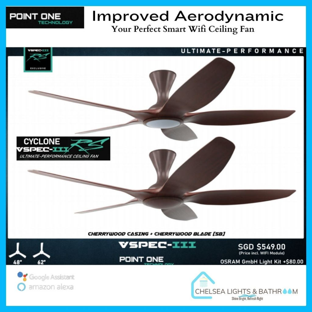PO ECO FAN CYCLONE VSPEC-III RS 5B SMART WIFI Ceiling FAN EC Motor 48 ...