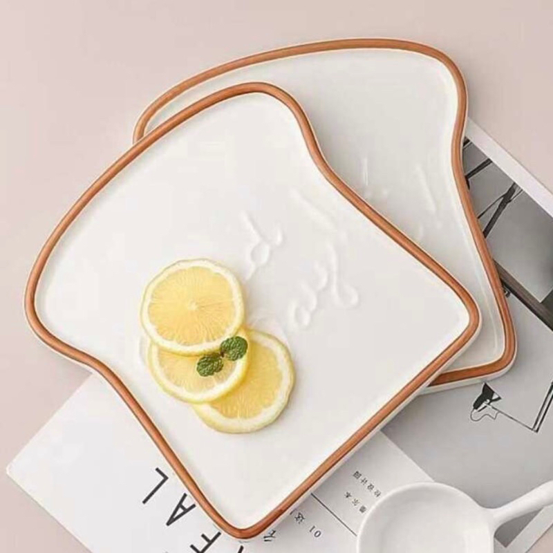 bread toast ceramic plate cute aesthetic with rim food desserts gift ...