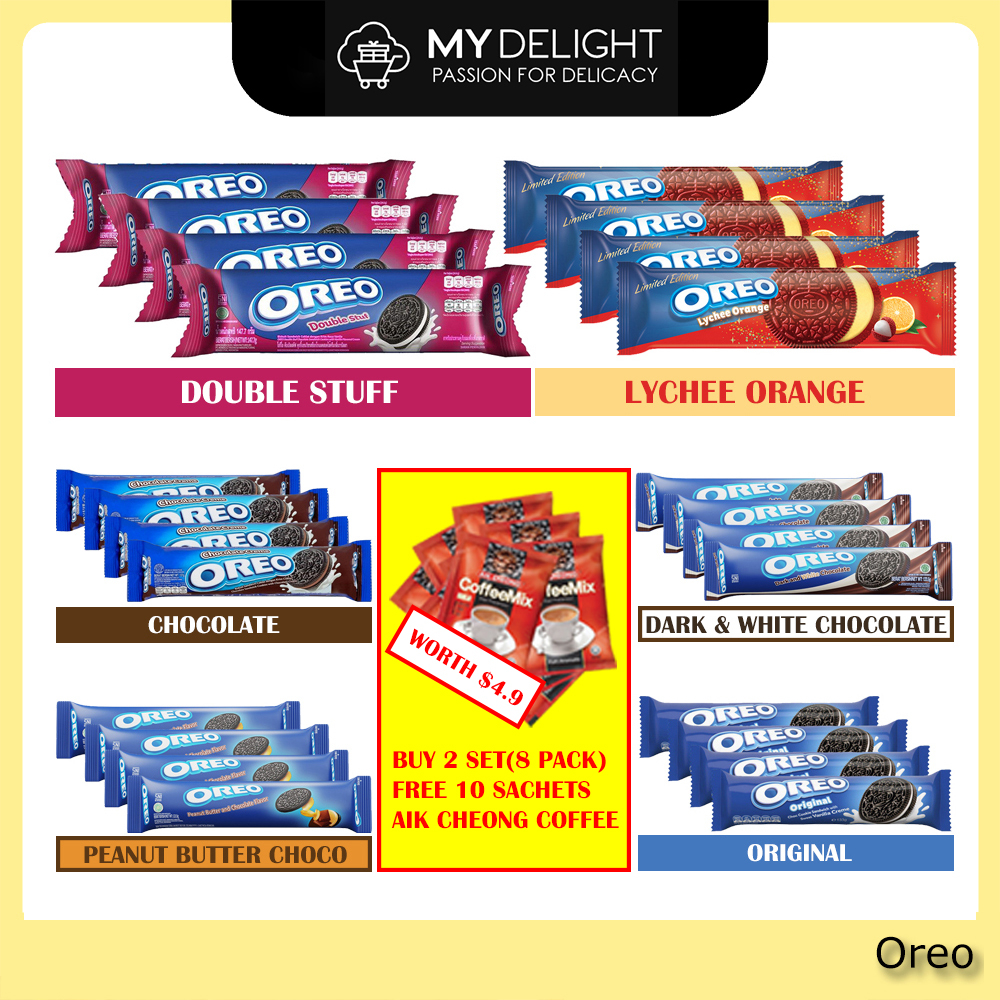 (1Set = 4 Packs) Oreo Rolls Double Stuff Cream Peanut Butter Dark ...