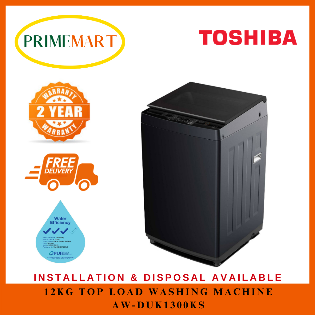 TOSHIBA AW-DUK1300KS 12KG TOP LOAD WASHING MACHINE - 2 YEARS WARRANTY ...