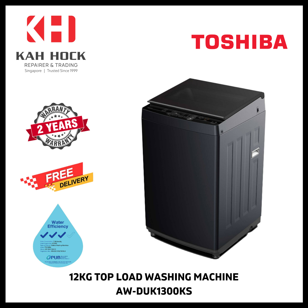 TOSHIBA AW-DUK1300KS 12KG TOP LOAD WASHING MACHINE - 2 YEARS WARRANTY ...