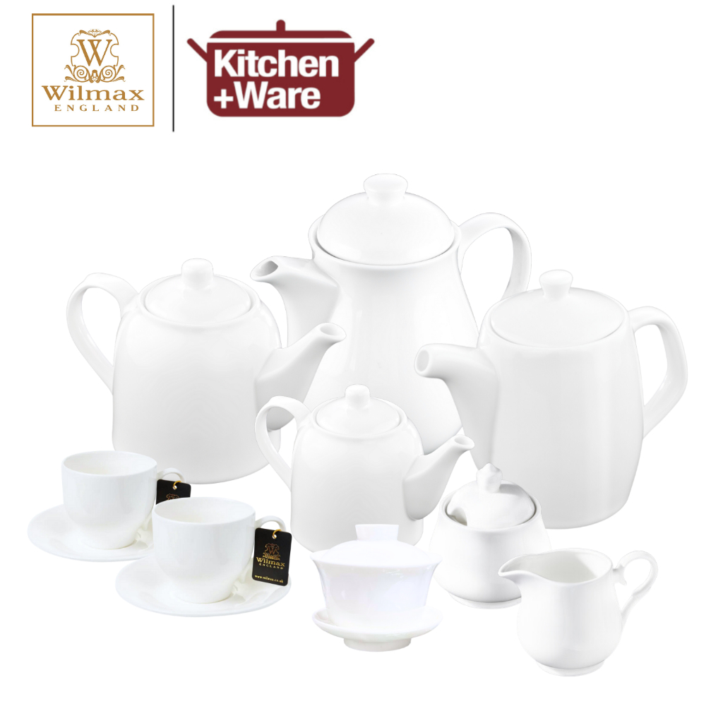 Wilmax Porcelain Tea Cup and Saucer Set / Creamer and Sugar Bowl / Porcelain Tea Pot (500ml ...