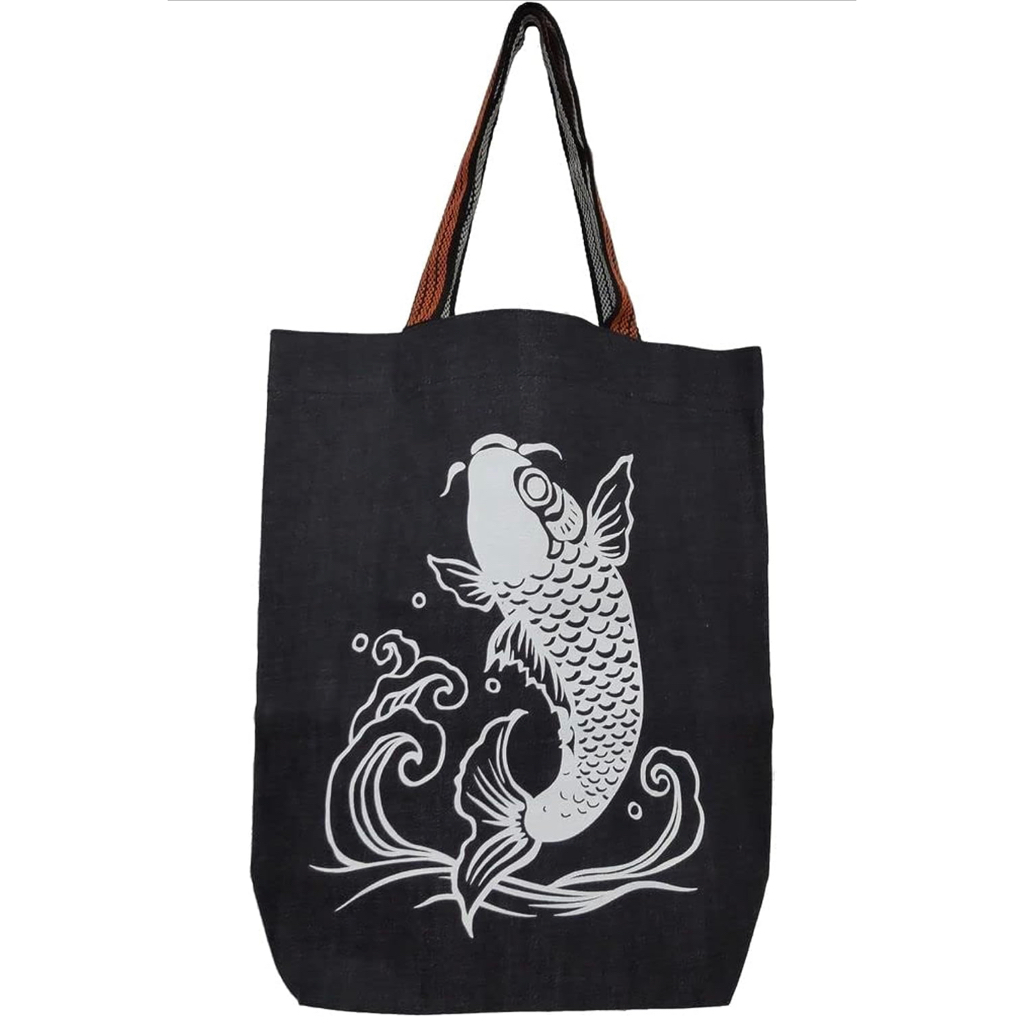 Kurashiki Denim, Retro Denim Tote Bag, Cut Picture, Carp on Running ...