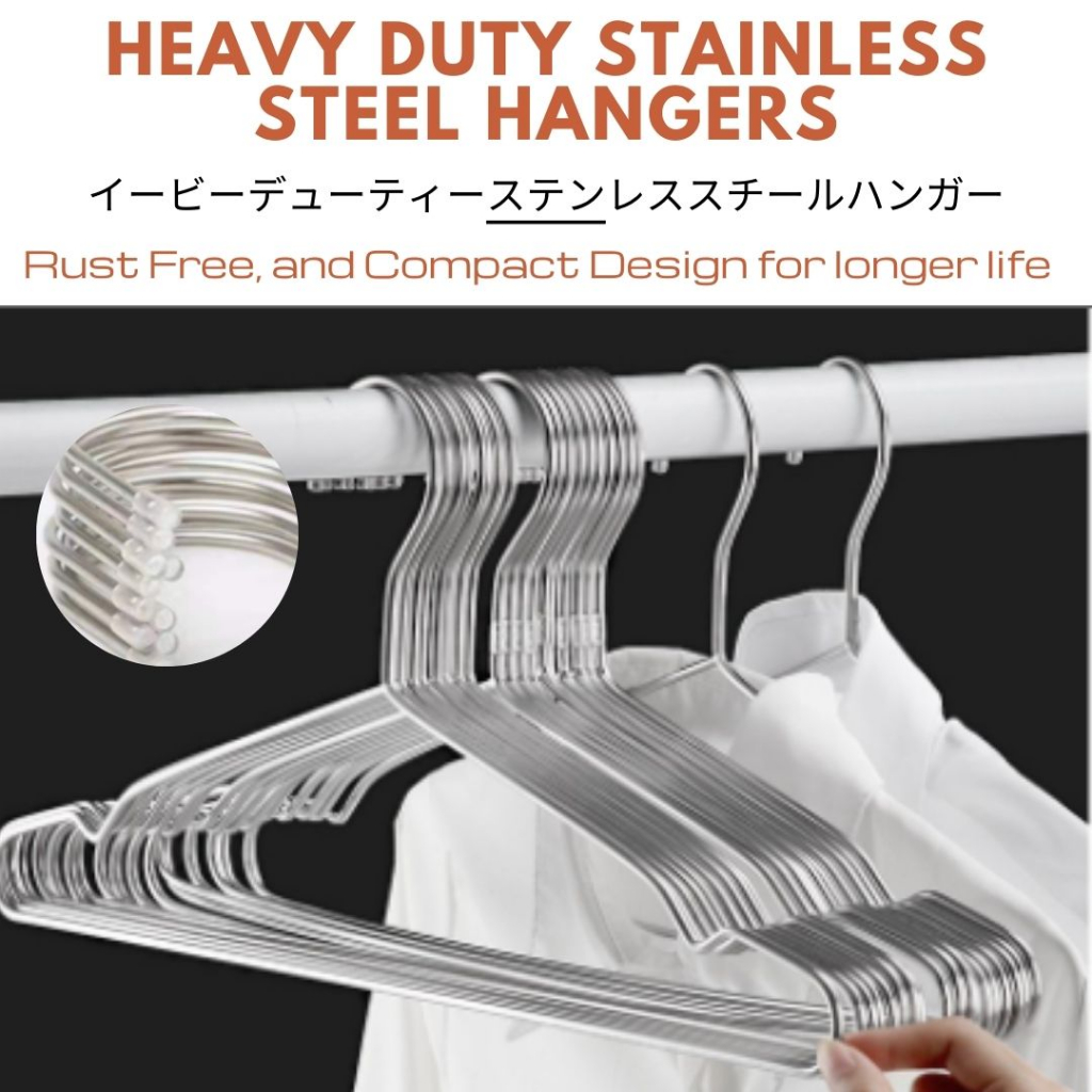 🇸🇬KOMANO™🔥Stainless Steel Hangers🔥Anti Stain Heavy Duty🔥Rust Free🔥Metal ...