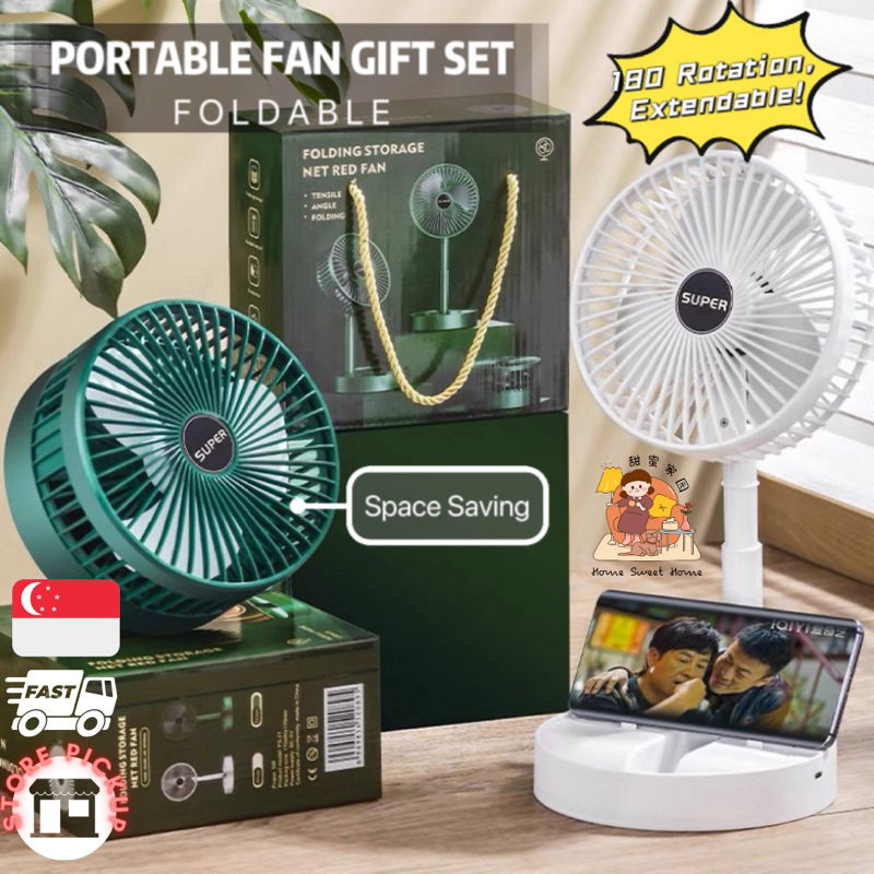 [SG] Portable Fan Gift Set CNY Gift Desk Fan Handheld Fan Foldable Fan ...