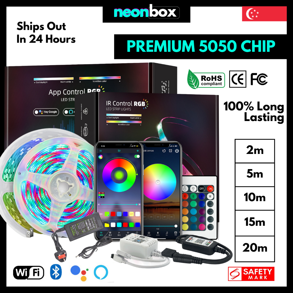 RGB LED Strip Light USB Power Plug With Remote WiFi Bluetooth ...