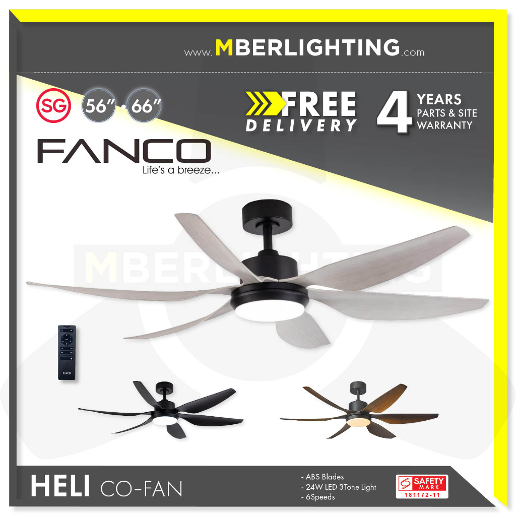 [Real reviews] FANCO CO-FAN Heli Ceiling Fan [6Blades] 56/66"With LED ...