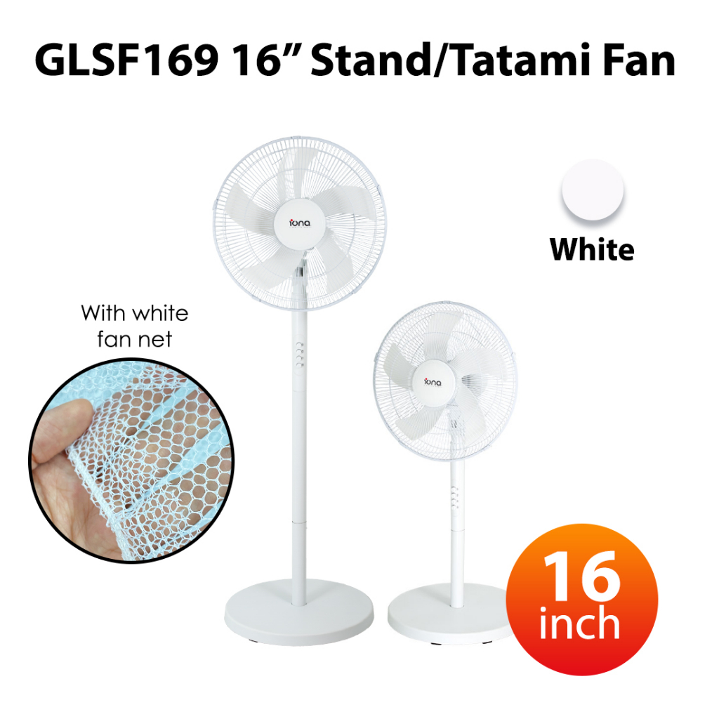 IONA 16 Inch Standing Fan | 5 Blade Adjustable Electric Tatami Stand ...