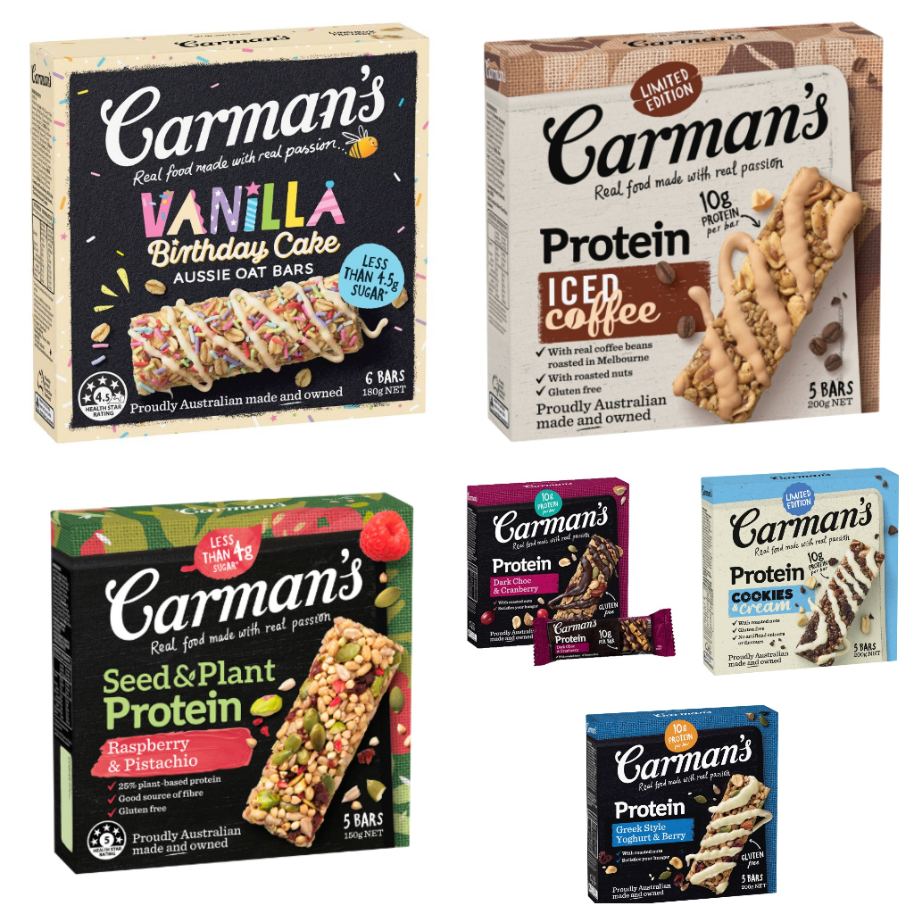 Carman's Gourment Protein Bars [ Dark Choc & Cranberry / Greek Style ...