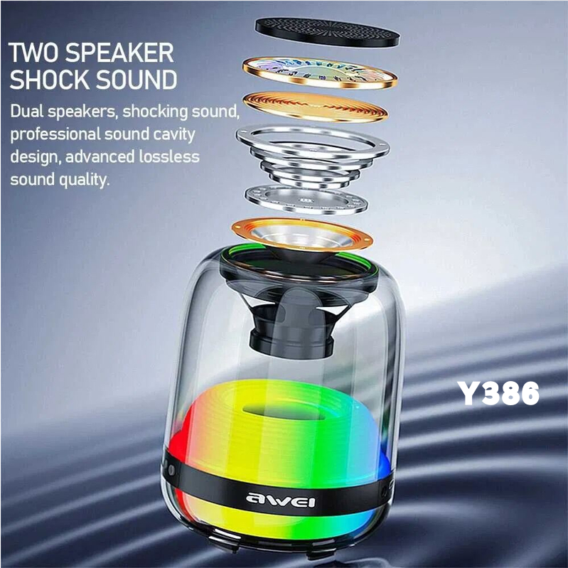 AWEI Y386 8W Tws Portable Bluetooth Dual Speaker 9D Surround Stereo Deep Bass 1200mAh Battery ...