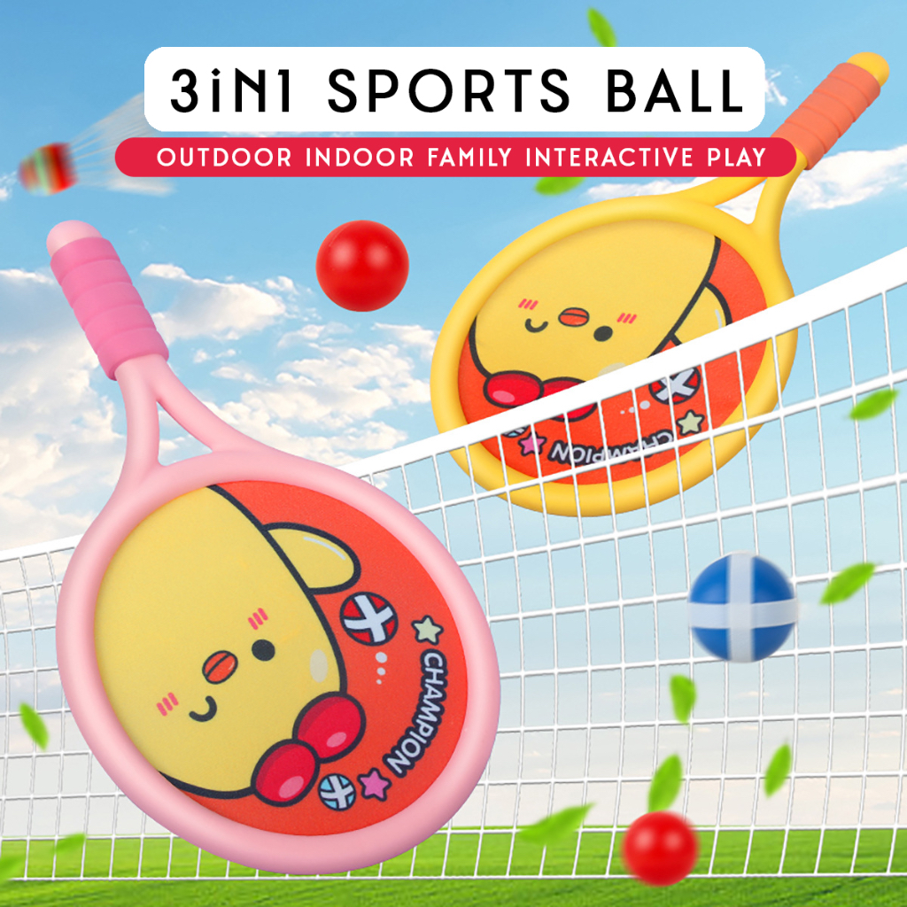 🌟 SG LOCAL STOCK 🌟 3in1 CHAMPION Sports Racket + 3 Balls Outdoor ...