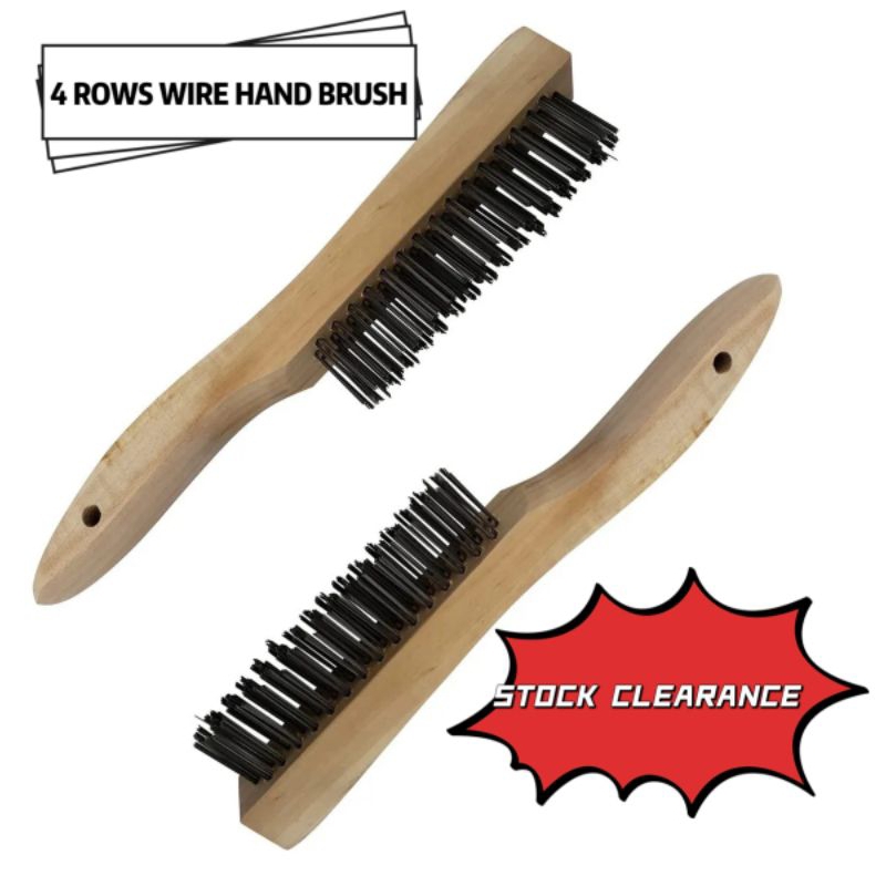 {STOCK CLEARANCE} WIRE HAND BRUSH WOODEN HANDLE 4 ROWS / WIRE BRUSH ...