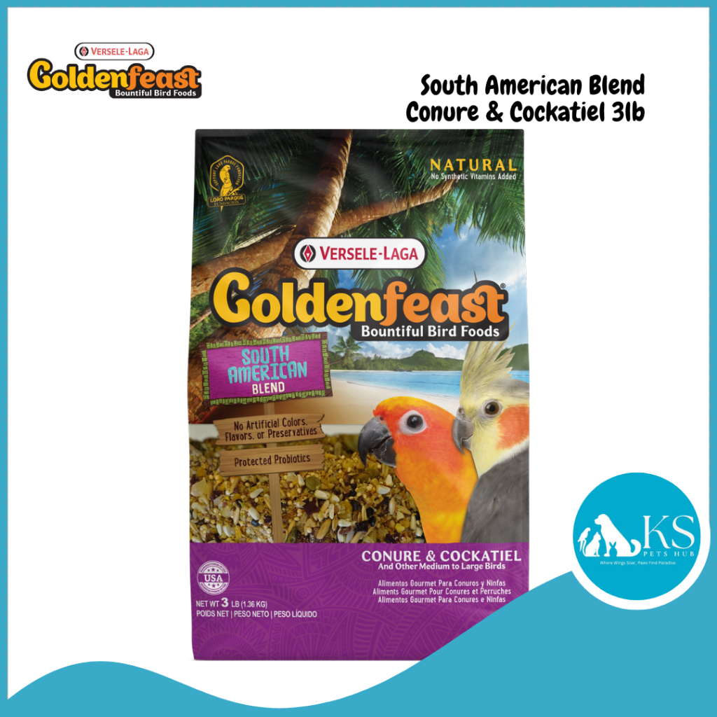 Versele Laga GoldenFeast South American Blend Conure & Cockatiel 3lb ...