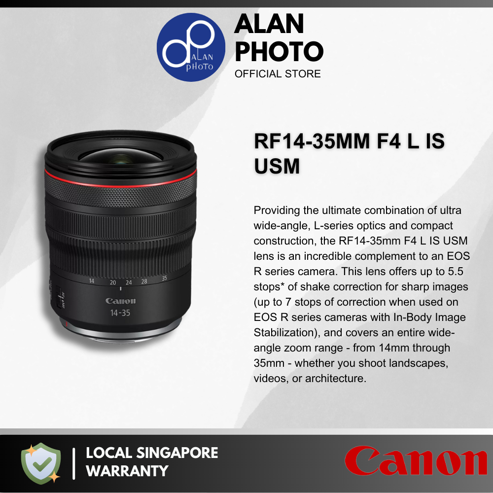 Canon RF 14-35mm F4L IS USM Lens Canon RF | Canon Singapore Warranty | Shopee Singapore