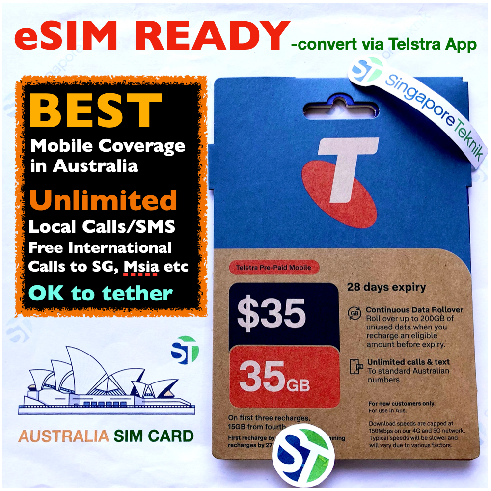 BEST Telstra Australia SIM Card 5G 4G 35GB Data Mobile Coverage AU FREE ...