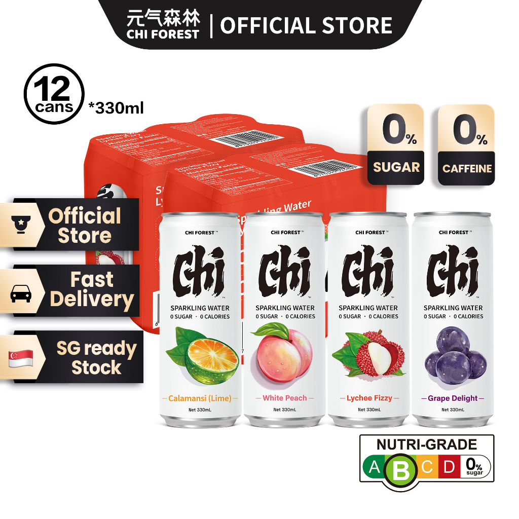 Chi Forest 元气森林 Zero Sugar Soda Sparkling Water 330ml × 12 Cans (Genki Forest) | Shopee Singapore