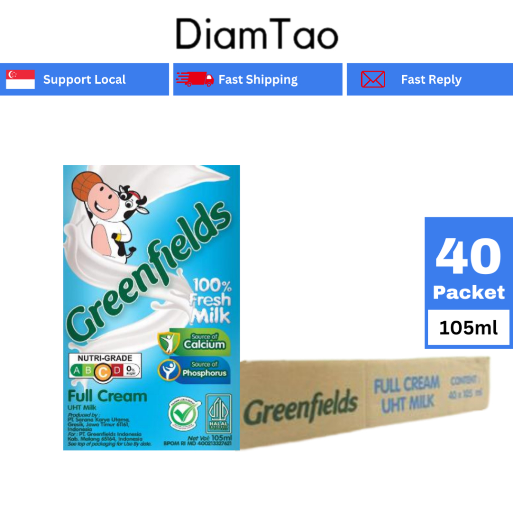 Greenfield UHT Full Cream 40 packet x 105ml | Shopee Singapore