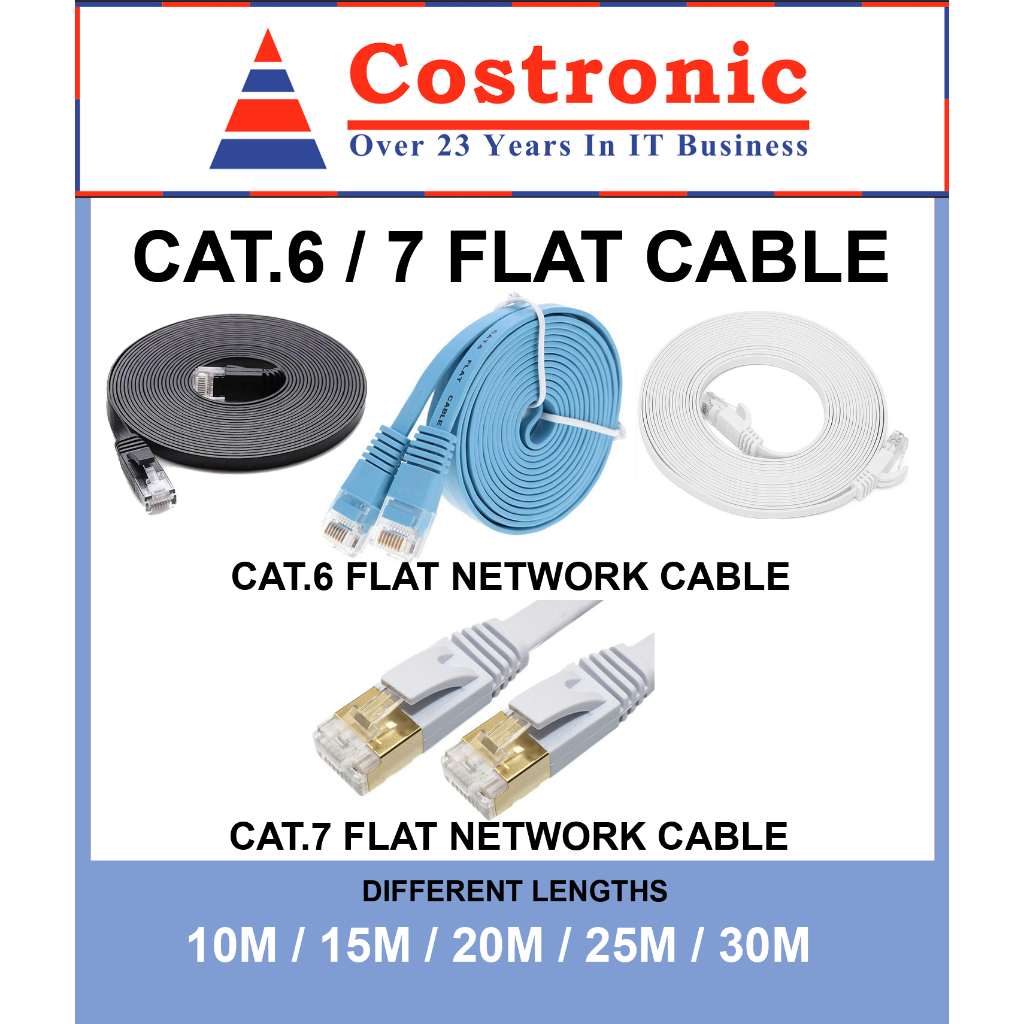 Flat 10M 15M 20M 25M 30M Ethernet Cable LAN Cable Flat CAT 6 CAT 7 ...