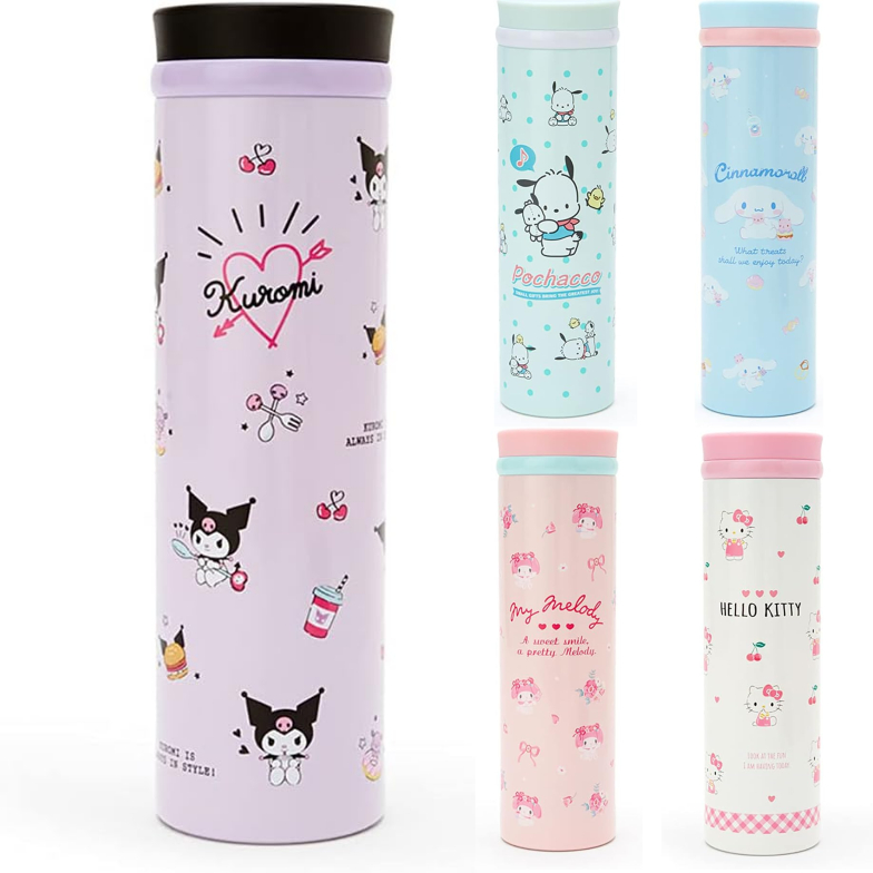 SANRIO Children's Water Bottle 460ml Direct Drinking Lightweight Stainless Steel Bottle Kuromi ...