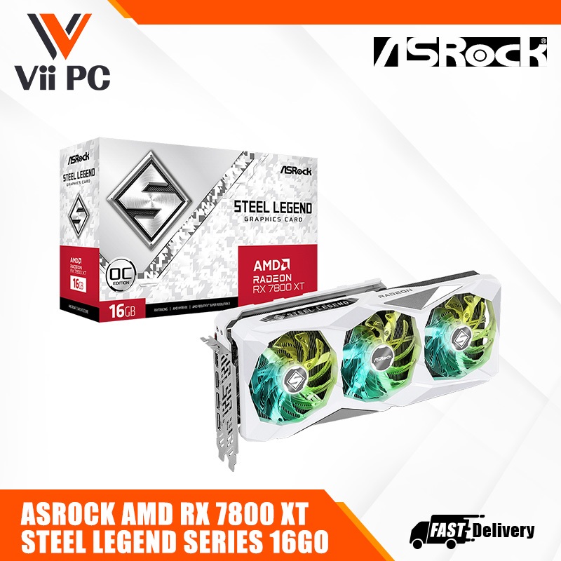 ASROCK RX 7800 XT Steel Legend Series AMD GPUs 16GB OC Graphics Cards ...