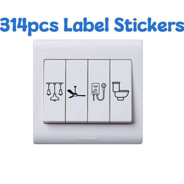 314pcs Stickers Wall Switch Label Panel Transparent Sticker Logo Words ...