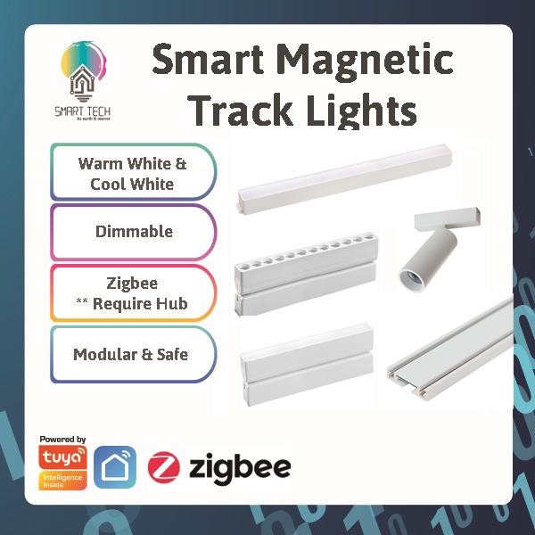 🇸🇬 SMART TECH® White Tuya Smart Zigbee Magnetic Track Light System ...