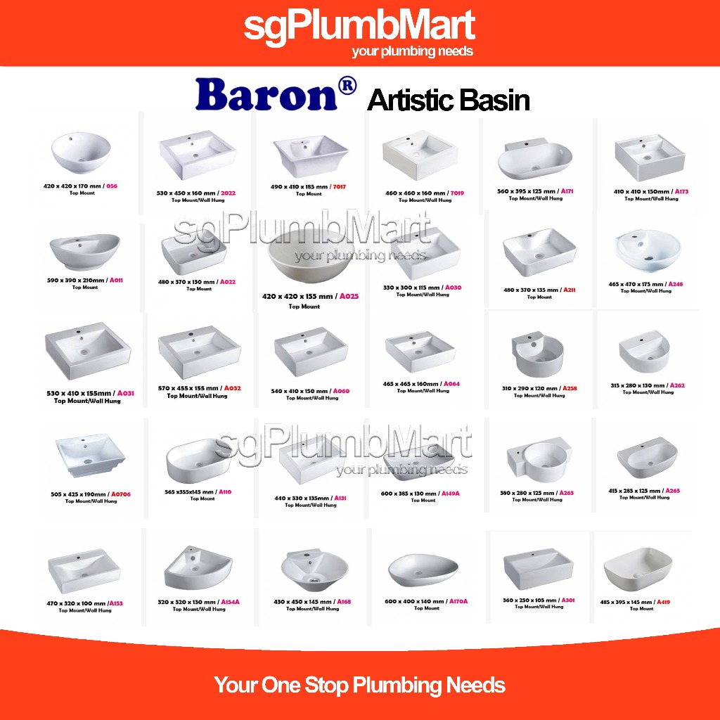 Baron Ceramic Basin Wall Hung/Top Mount Artistic Basin Multi Design ...