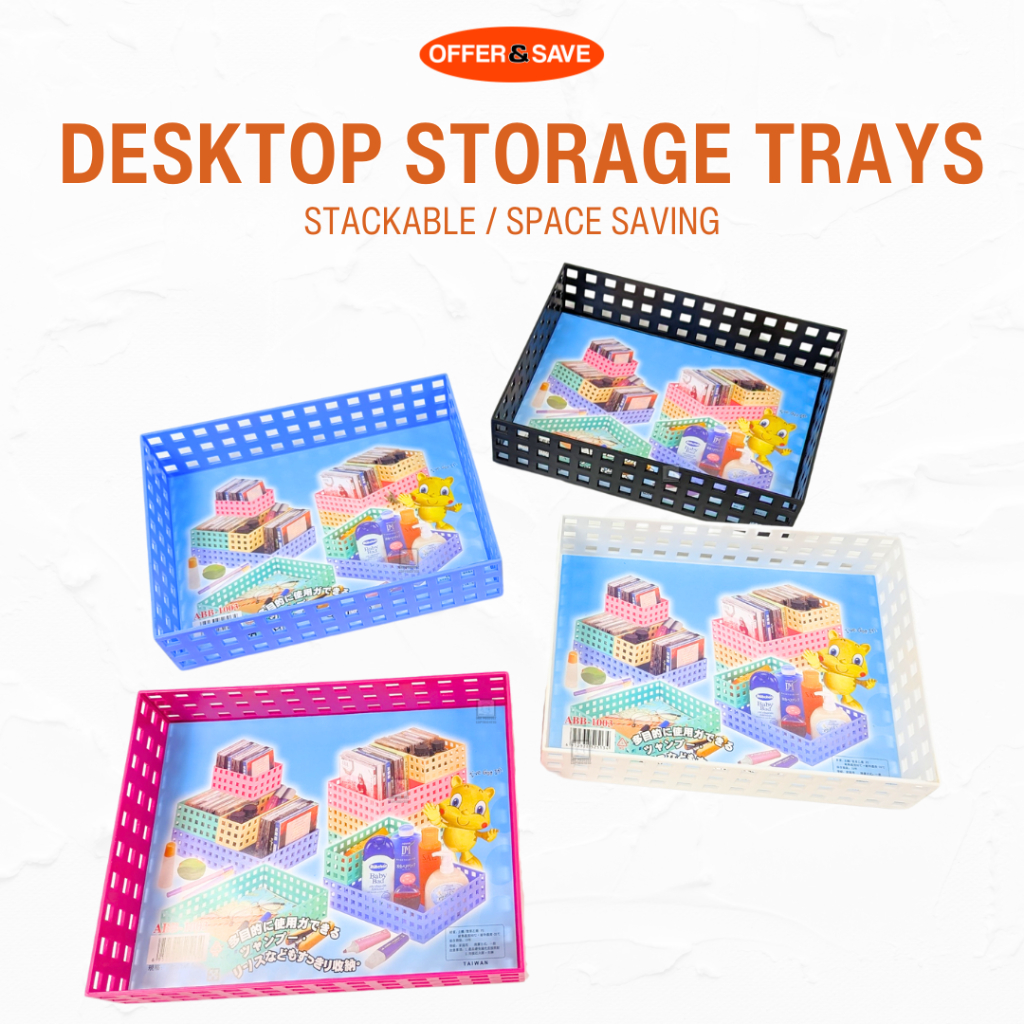 ONS Desktop Plastic Storage Trays / Stackable Tray /Basket Organization ...