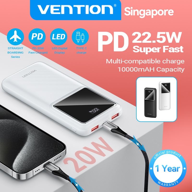 Vention Power Bank Fast charging digital display powerbank 10000mAh ...