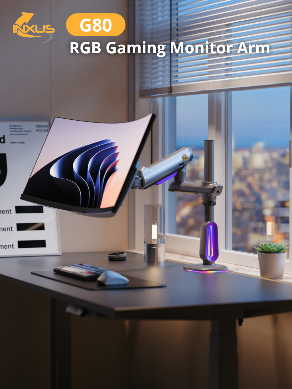 North Bayou NB G80/L70/V8/K7/M9/D9/E7/J7 RGB Gaming Monitor Bracket, 32" - 60" Screen, TUV ...