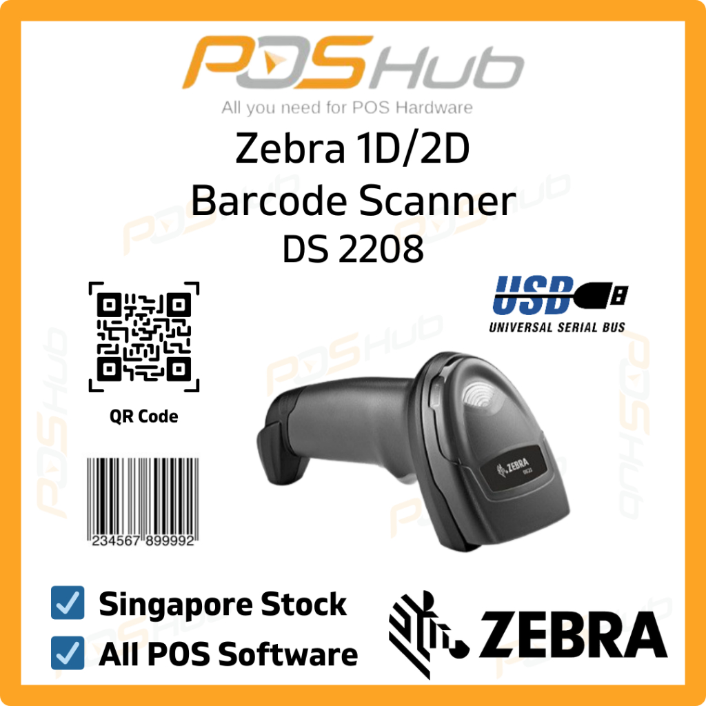 Zebra Symbol DS2208 1D 2D Barcode Scanner QR Code Scanner USB POS ...