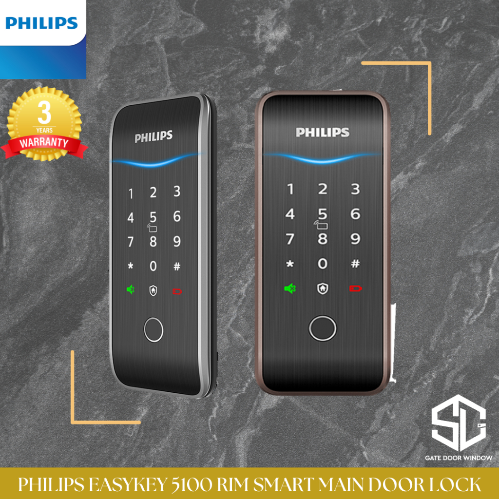 Philips EasyKey 5100 Rim Smart Main Door Digital Lock [3 YEARS WARRANTY ...