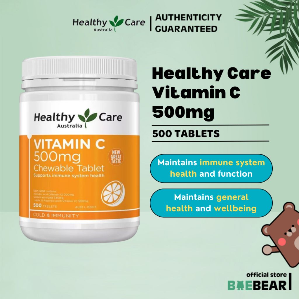 Healthy Care Vitamin C 500mg Chewable 500 Tablets [BaeBear.sg] | Shopee ...