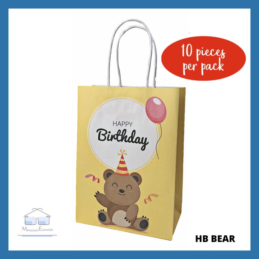 (HB Bear) Party Paper Bags (10pcs Per Pack) Paper Gift Bag / Goodies ...