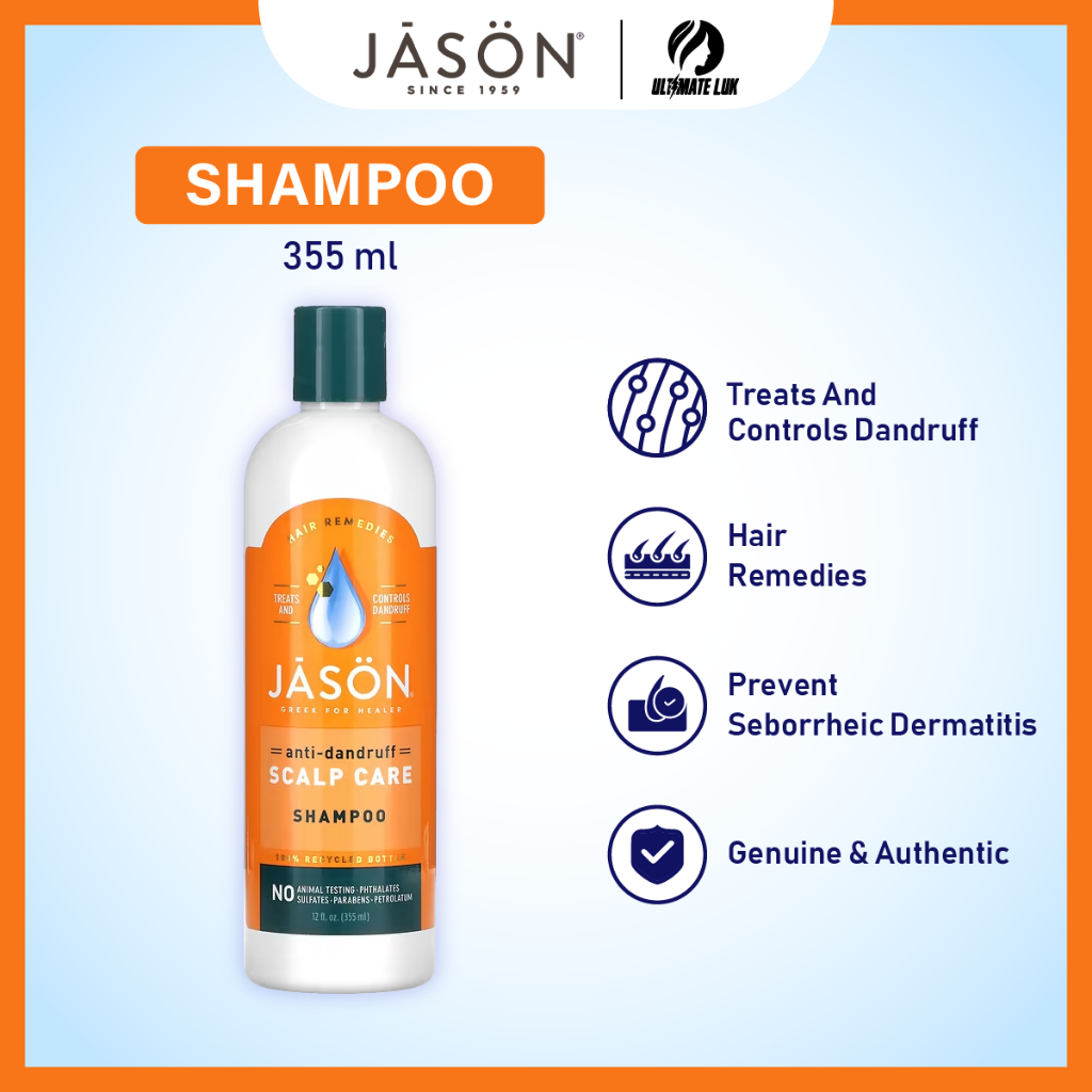 Jason Natural, Anti-Dandruff Scalp Care Shampoo, 12 fl oz (355 ml ...