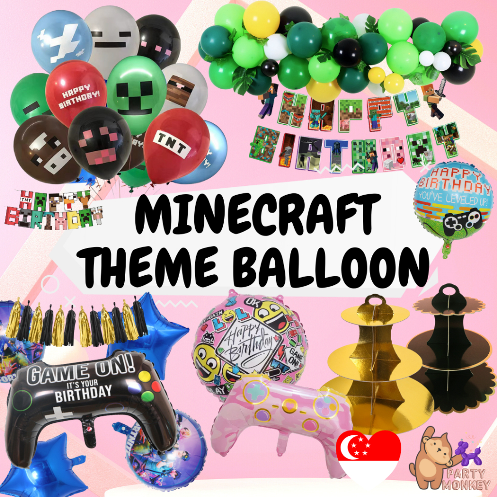 [SG Seller] Minecraft Balloon Party Decoration Mine Craft Gaming Theme ...