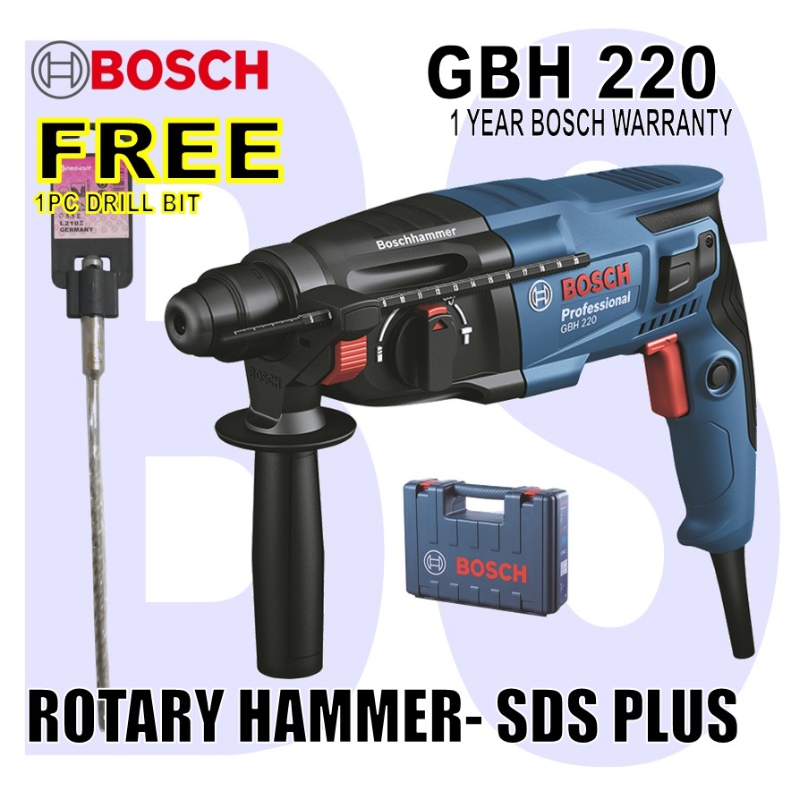BOSCH GBH 220 Professional Rotary Hammer with SDS Plus. 3 mode. Corded Drill. FREE drill bit ...