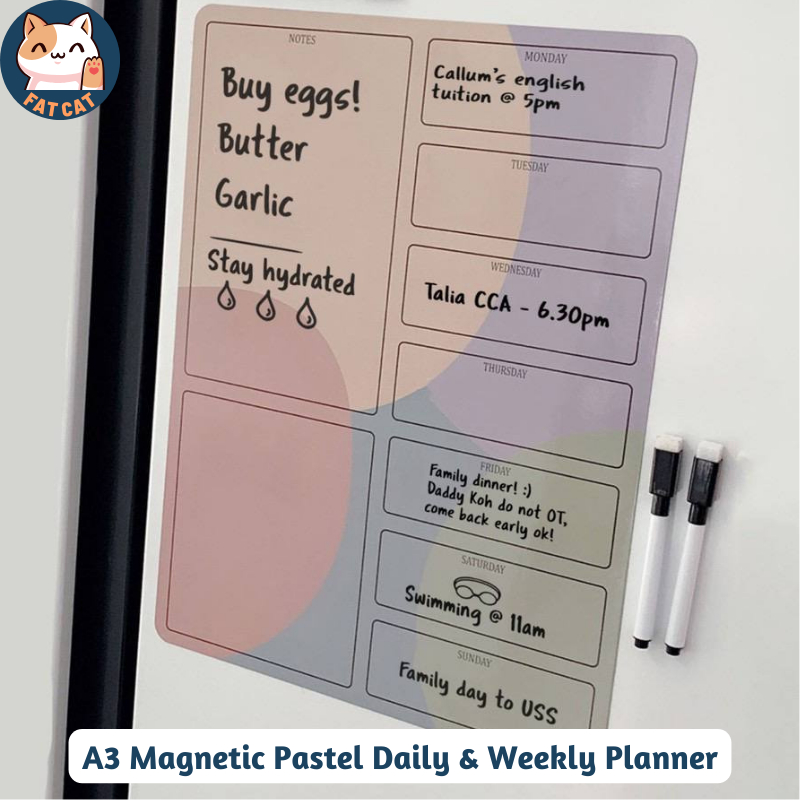 [SG Stock] A3 Pastel Magnetic Daily & Weekly Planner Fridge Whiteboard ...