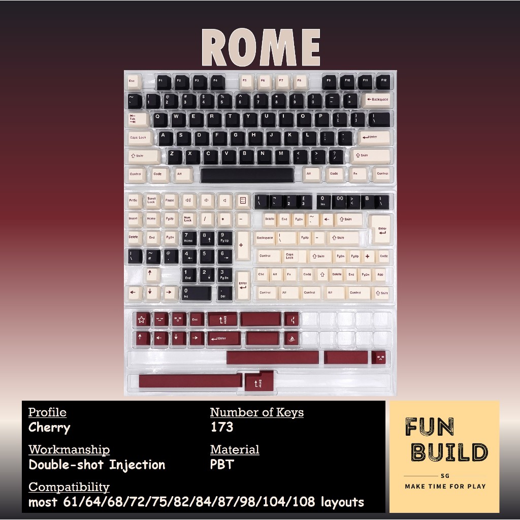 [ROME Keycaps][Cherry Profile] Double-shot Injection 173 Keys for ...