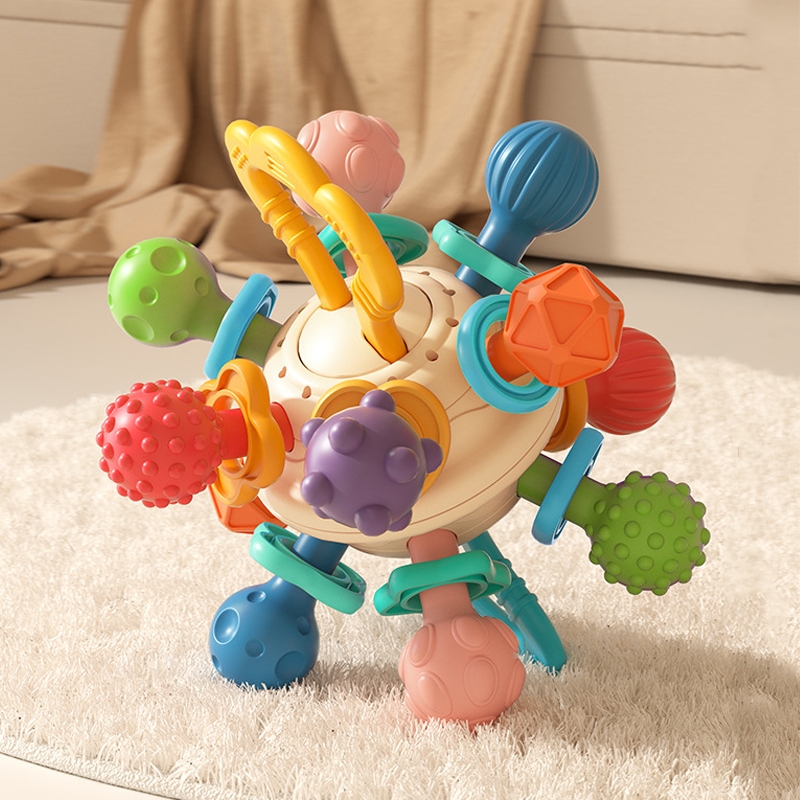 Infant Baby Kids Rattle Sensory Teether Silicone Ball Toy | Shopee ...