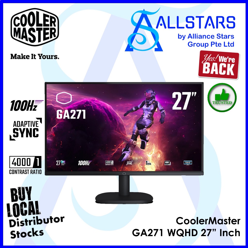 Cooler Master GA271 / 27" Inch / 16:9 / Flat Series / 2560x1440 / 100 ...
