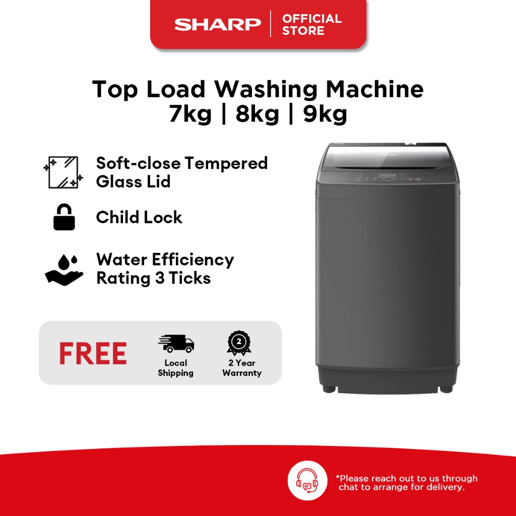 SHARP 7KG l 8KG l 9KG Top Load Washer ES-G70G|ES-G80G|ES-G90G l (3 ...