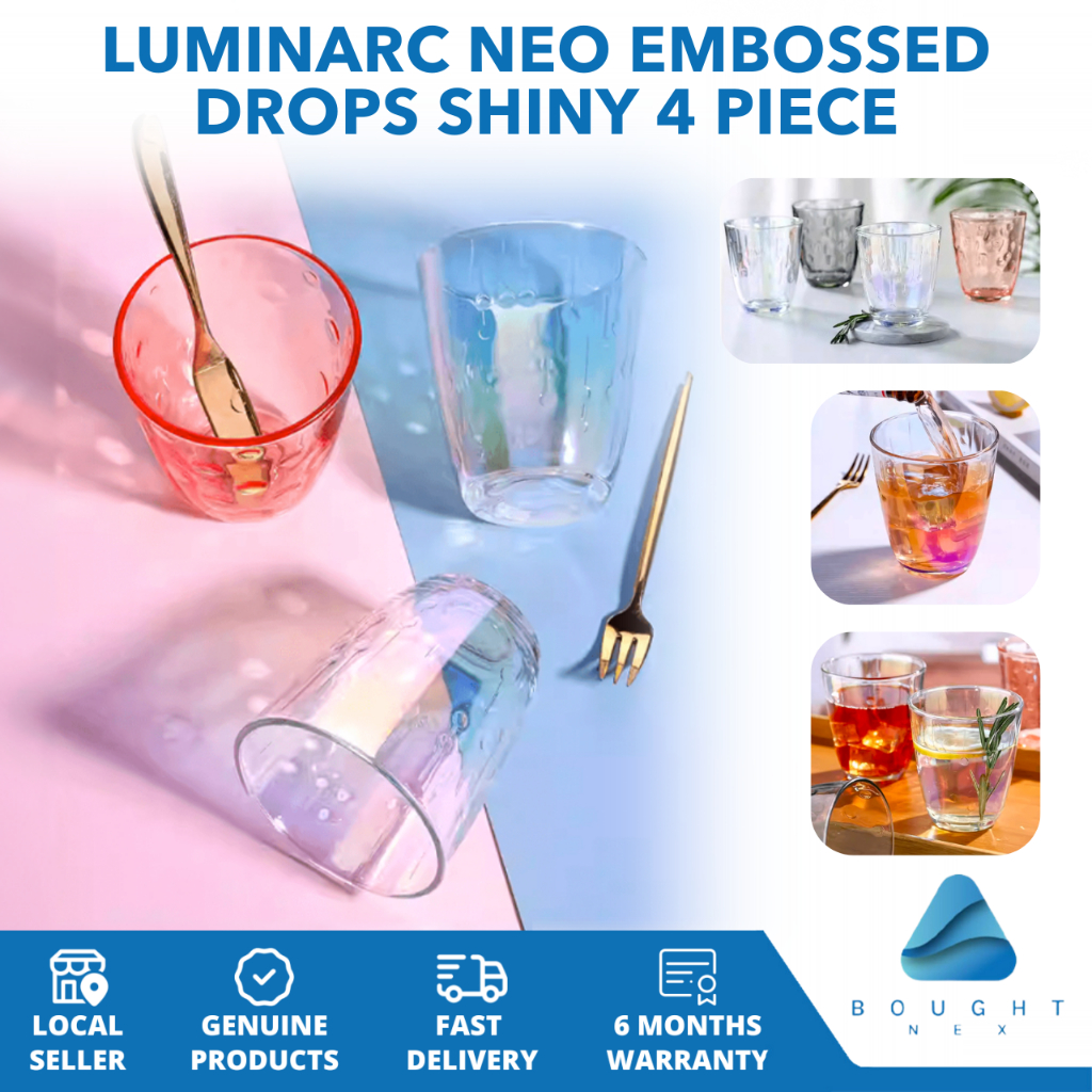 Luminarc Neo Embossed Drops Shiny 4 Piece Highball Glass Set Giftbox ...