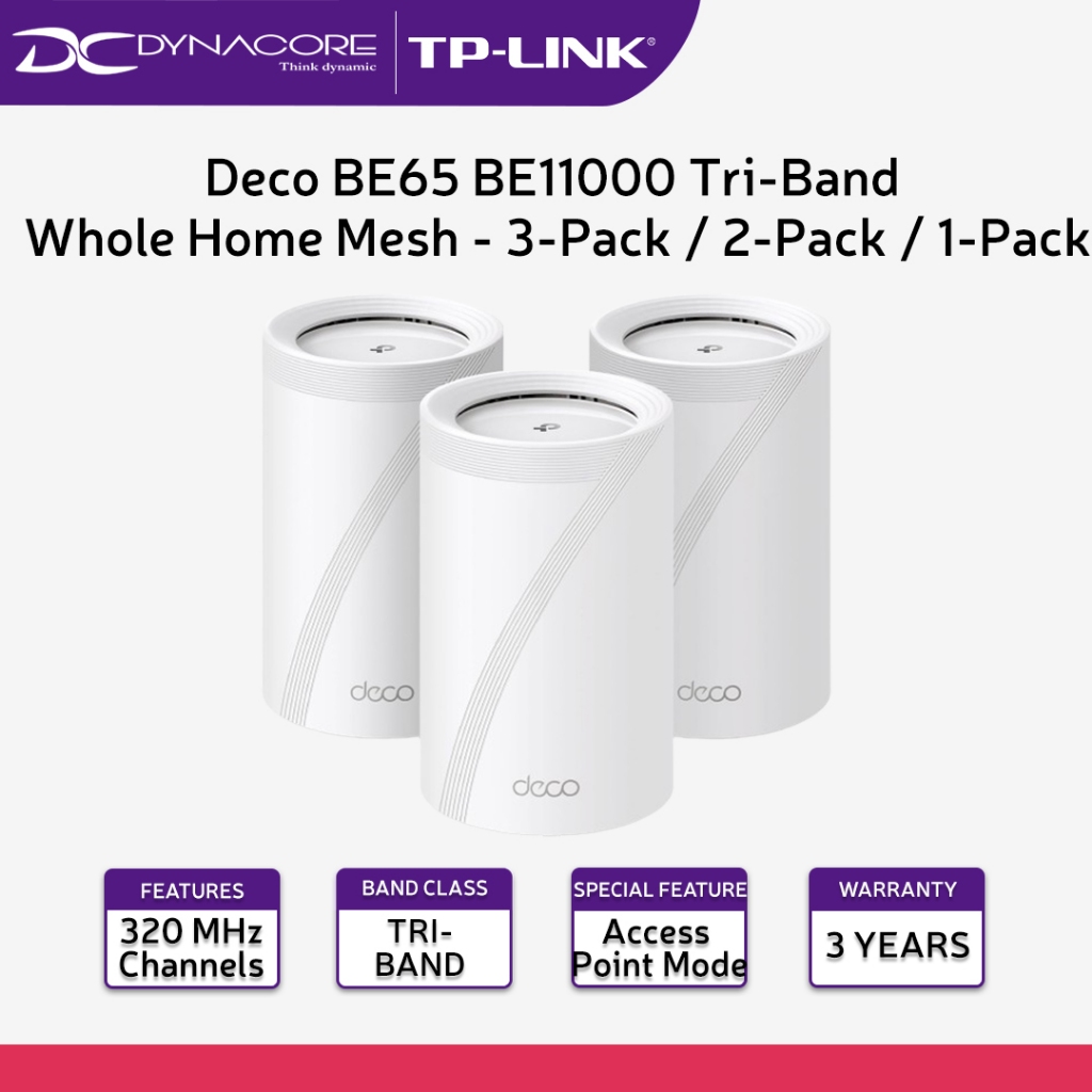 【24-Hr Delivery*】TP-Link Deco BE65 BE11000 Tri-Band Whole Home Mesh Wi ...
