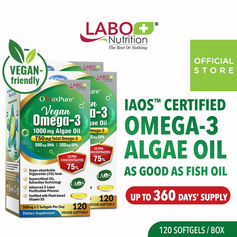 [3 Box] LABO Nutrition OmaxPure Vegan Omega 3 DHA Algae Fish Oil ...